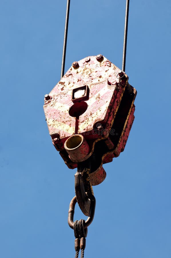 Tower crane and steel hook stock image. Image of pulley - 72771893