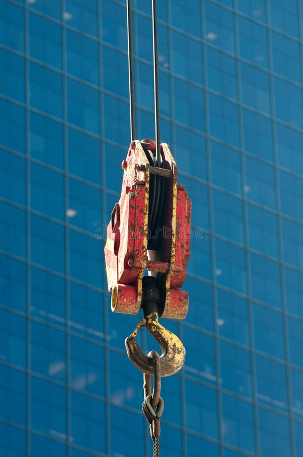 Tower crane and steel hook stock image. Image of machinery - 72771985