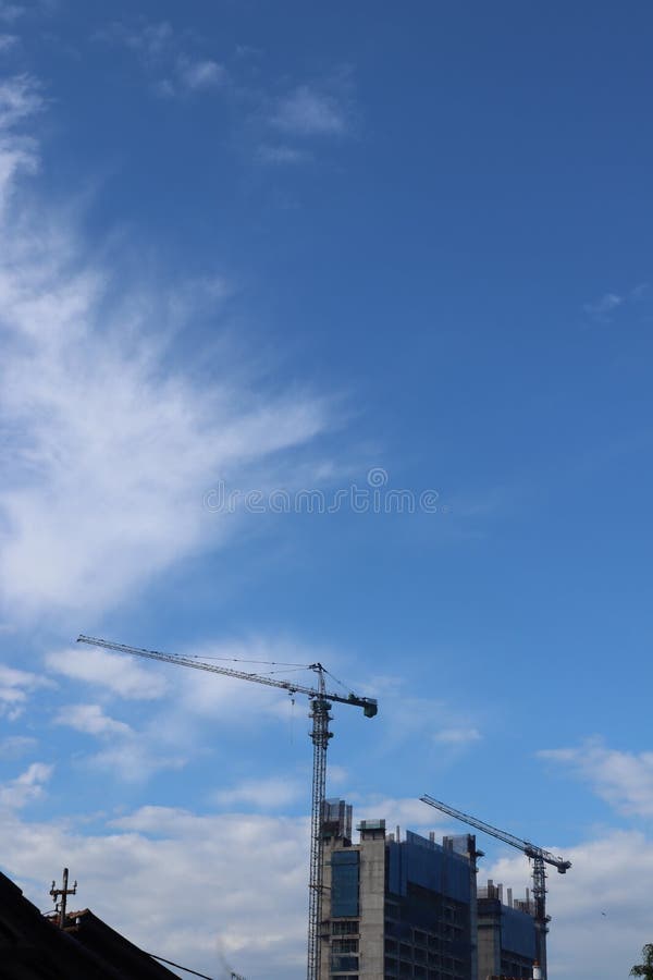 Tower crane stock photo. Image of white, crane, blue - 266160734
