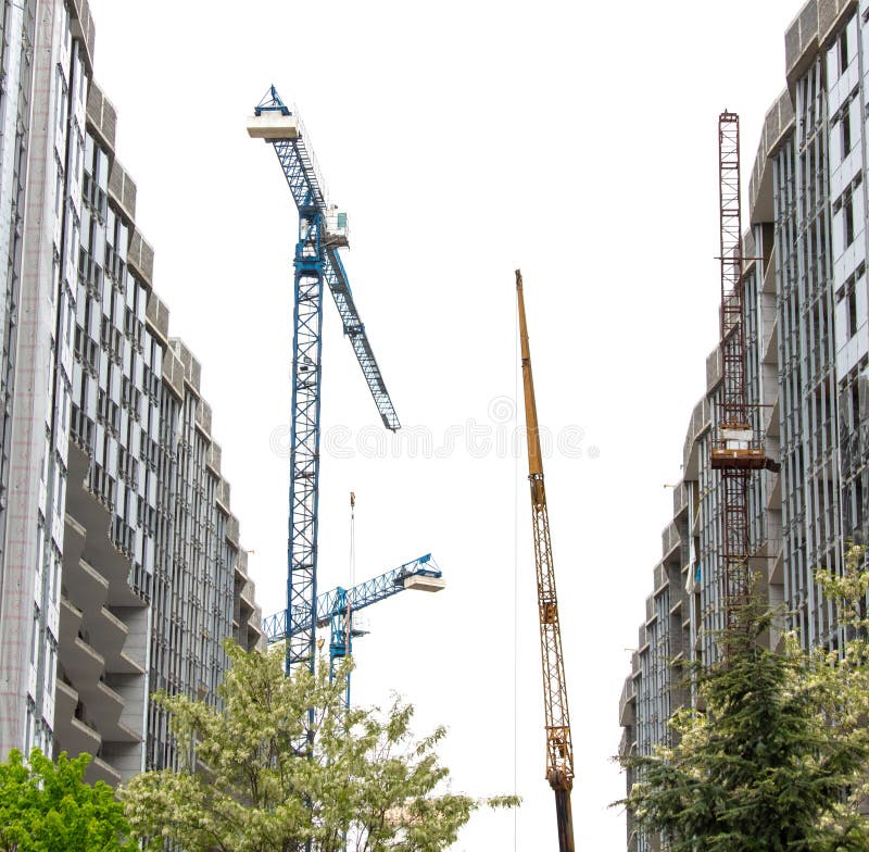 Tower Cranes at the Construction Site of a Multi-story Building Stock ...