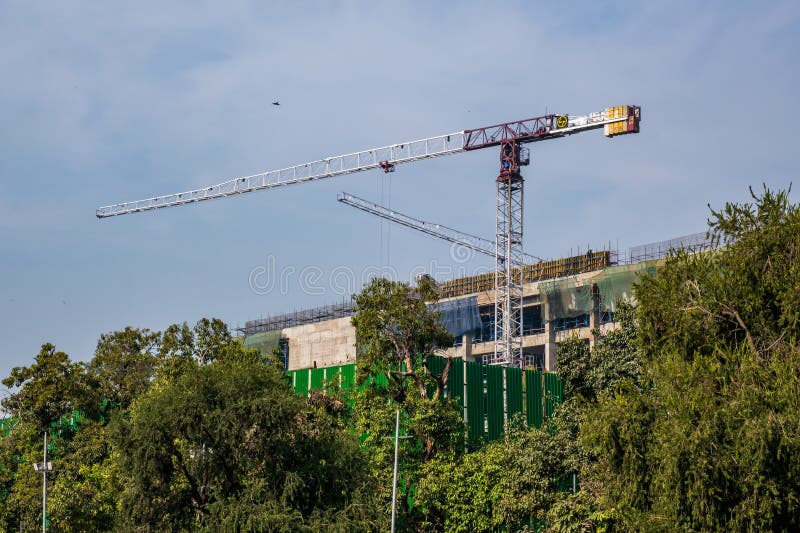 Tower Cranes on Construction Site, Providing Housing for Low-income ...