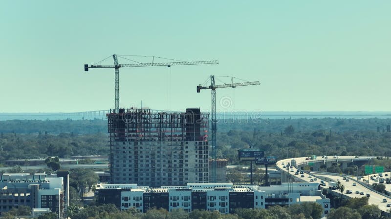 Tower Cranes and Frame Structure of High Residential Apartment Building ...