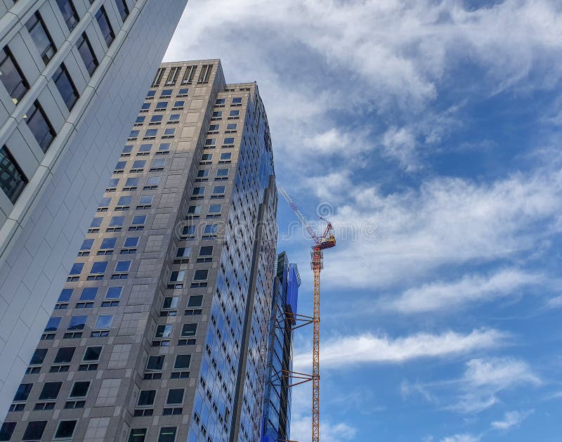 Tower Cranes in High-Rise Office Building Stock Image - Image of tall ...