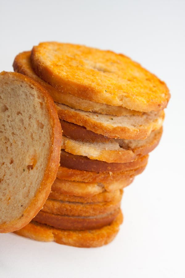 Tower of Crispy Toasted Toast and Wooden Board Stock Image - Image of ...