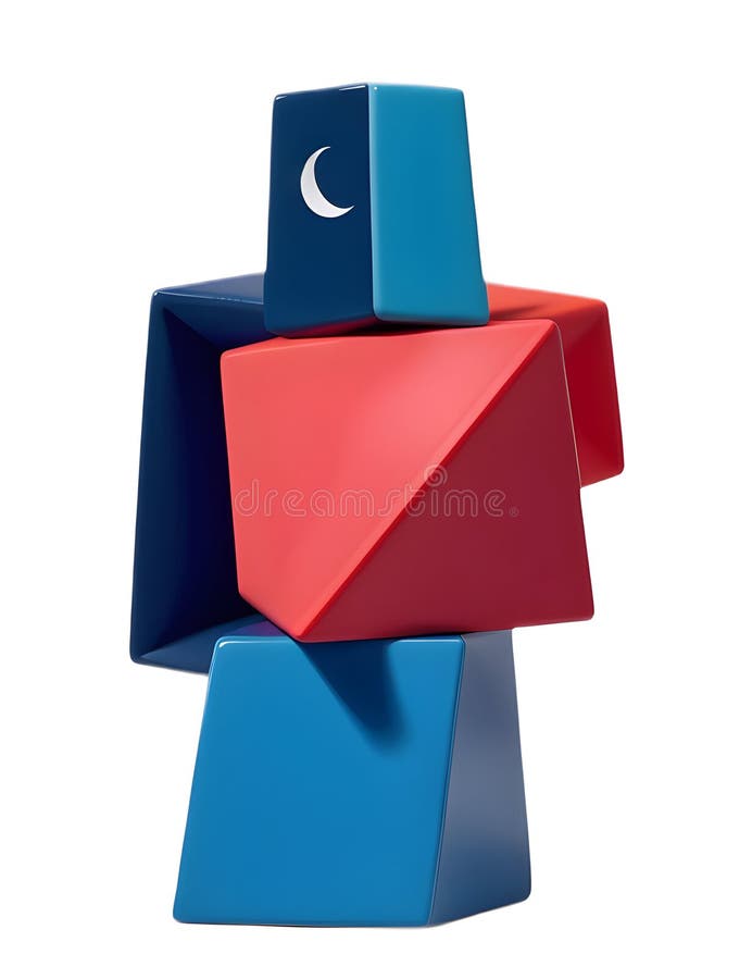 A Tower of Cubes. Multicoloured Geometric Figures. the Concept of ...