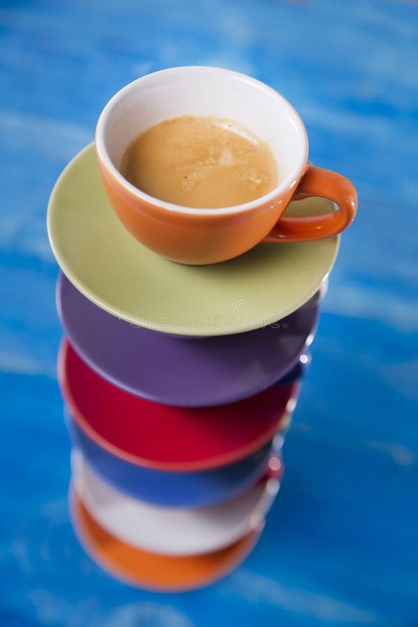 Tower of cups of coffee stock photo. Image of espresso - 44682548