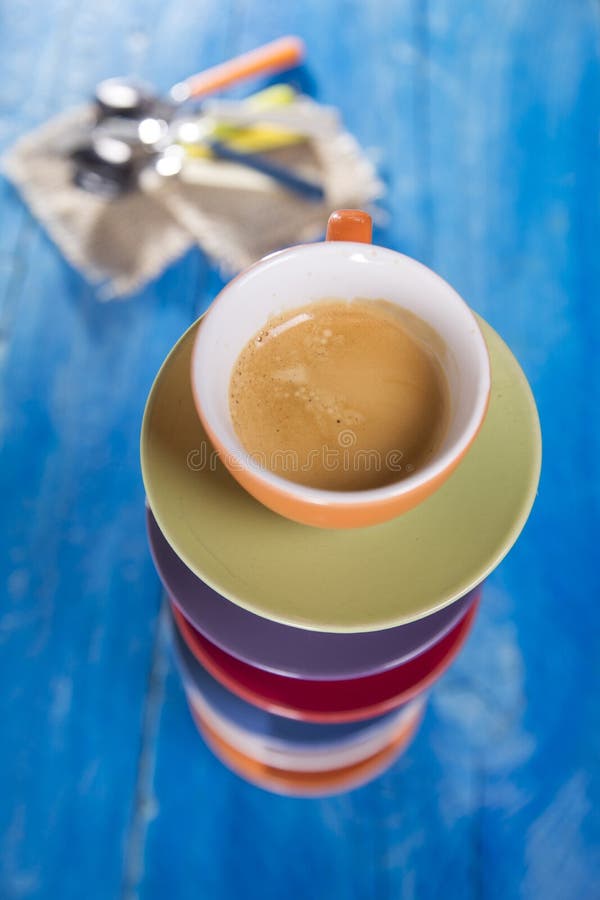 Tower of cups of coffee stock photo. Image of column - 44689742