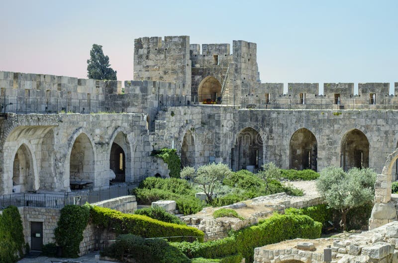 Tower of David Courtyard, Jerusalem, Israel Stock Image - Image of east ...