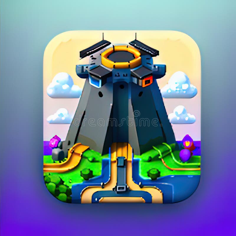 Tower Defense Software App Icon. Generative AI. Stock Illustration ...