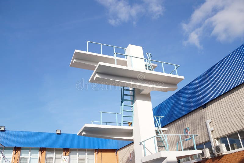 Tower for a Diving in the Swimming Pool Stock Photo - Image of ...