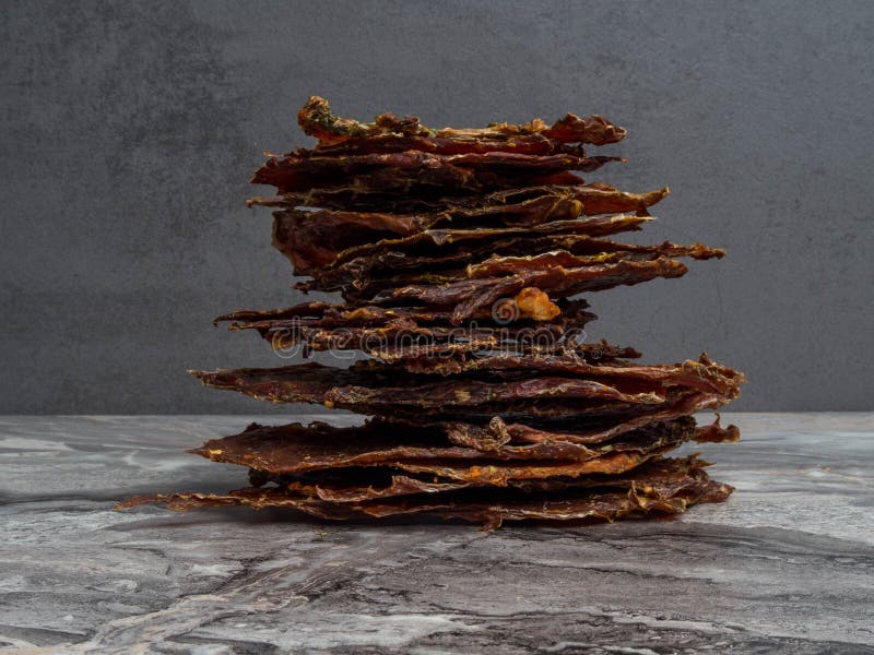 Tower of Dried or Dehydrated Meat Slices Stock Image - Image of organic ...