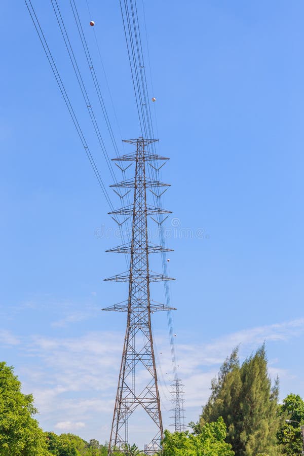 Tower with Electricity Post Stock Photo - Image of current, electric ...
