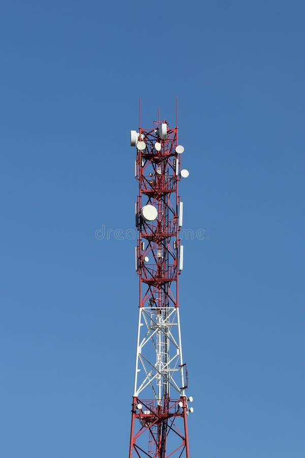 Tower with Electronic Equipment Against Stock Photo - Image of blue ...