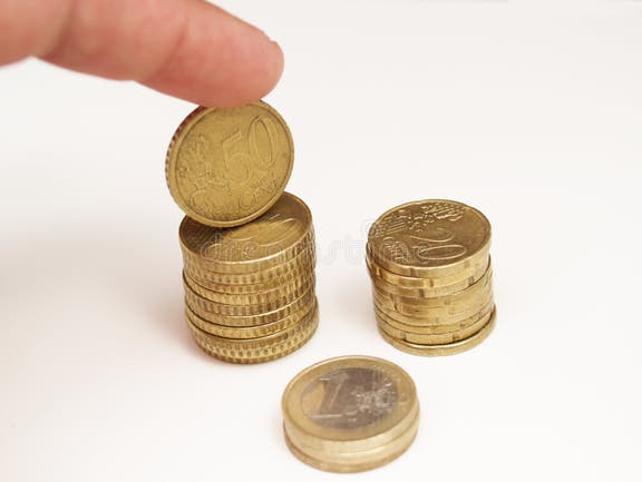 Tower of Euro and Euro Cent Coins Stock Photo - Image of savings ...