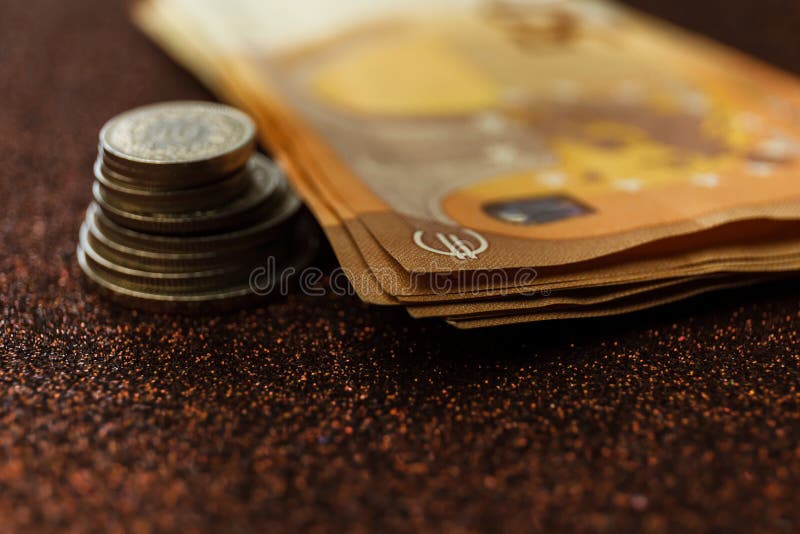 Tower with Euro Coins and Euro Banknotes Stock Image - Image of ...