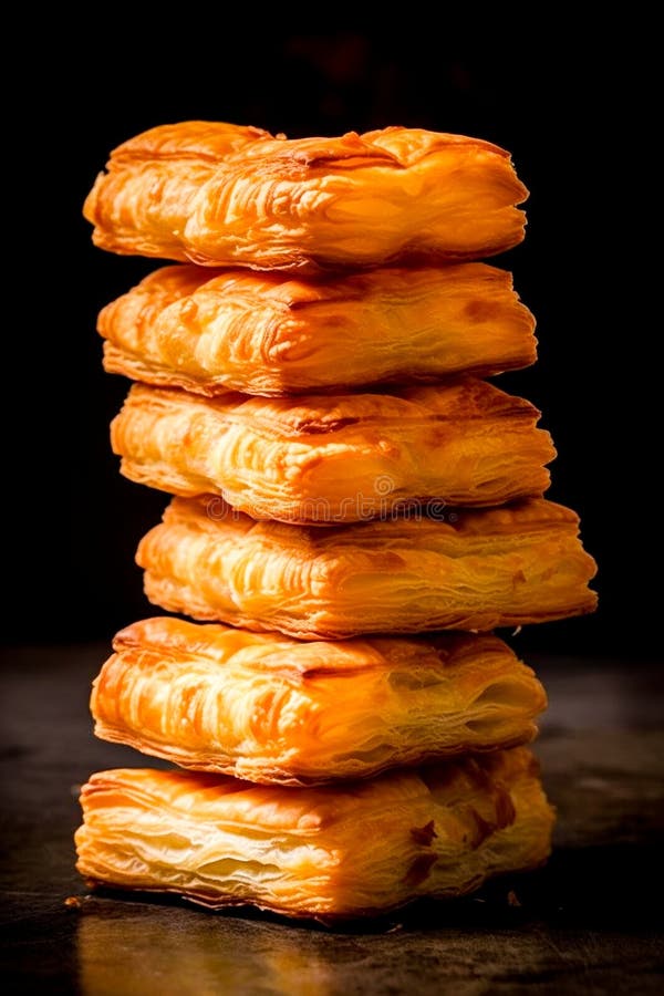 Tower of Flaky Pastries stock photo. Image of baked - 309357180