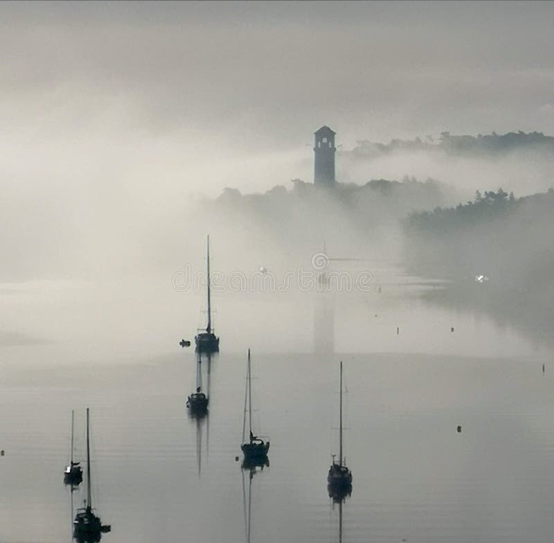 Tower in Fog stock photo. Image of electricity, lighting - 185029508