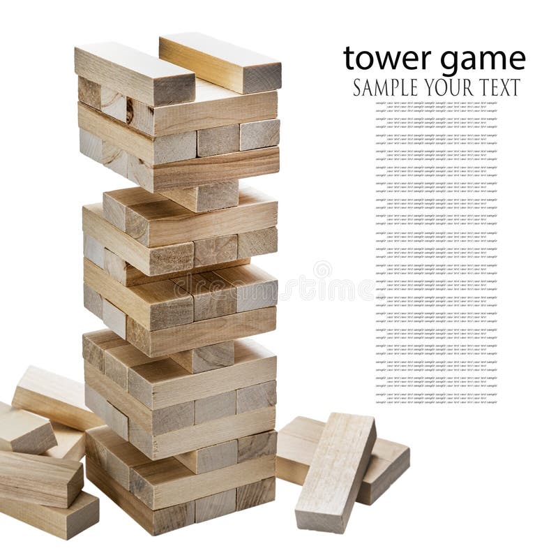 Tower Game Made of Wooden Blocks Isolated on a White Background Stock ...