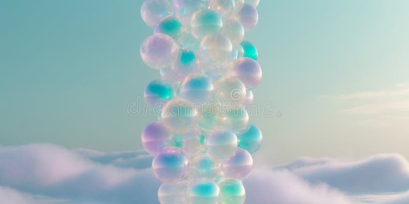 A Tower of Glowing Spheres Stacked Vertically in an Endless Formations ...
