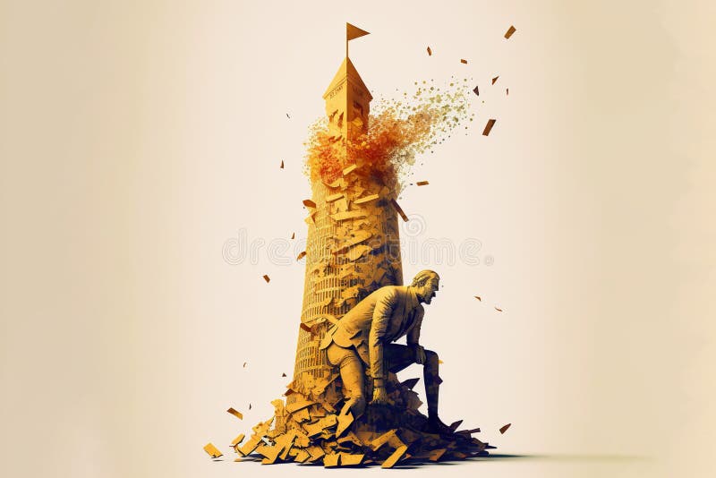 The Tower of Gold Coins and Greedy Man, Created with Generative AI ...