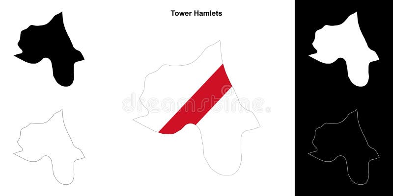 Tower Hamlets outline map stock illustration. Illustration of boundary ...