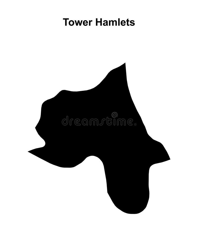 Tower Hamlets outline map stock vector. Illustration of vector - 371647369