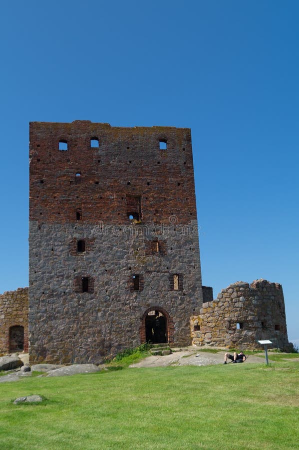 The Tower of Hammershus Castle Stock Image - Image of castle, baltic ...