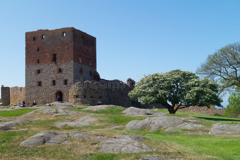 The Tower of Hammershus Castle Stock Image - Image of baltic, medieval ...