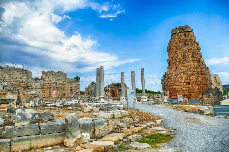 Tower of the Hellenistic Gate in the Ancient Greek City of Per Stock ...