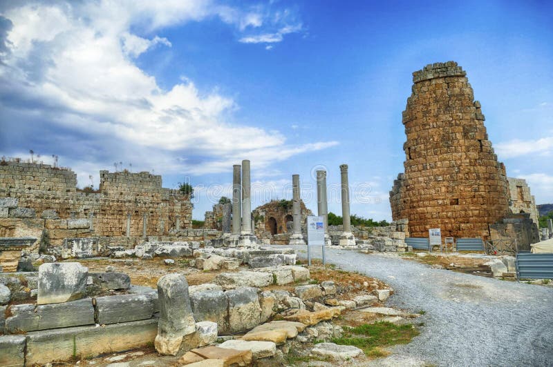 Tower of the Hellenistic Gate in the Ancient Greek City of Per Stock ...