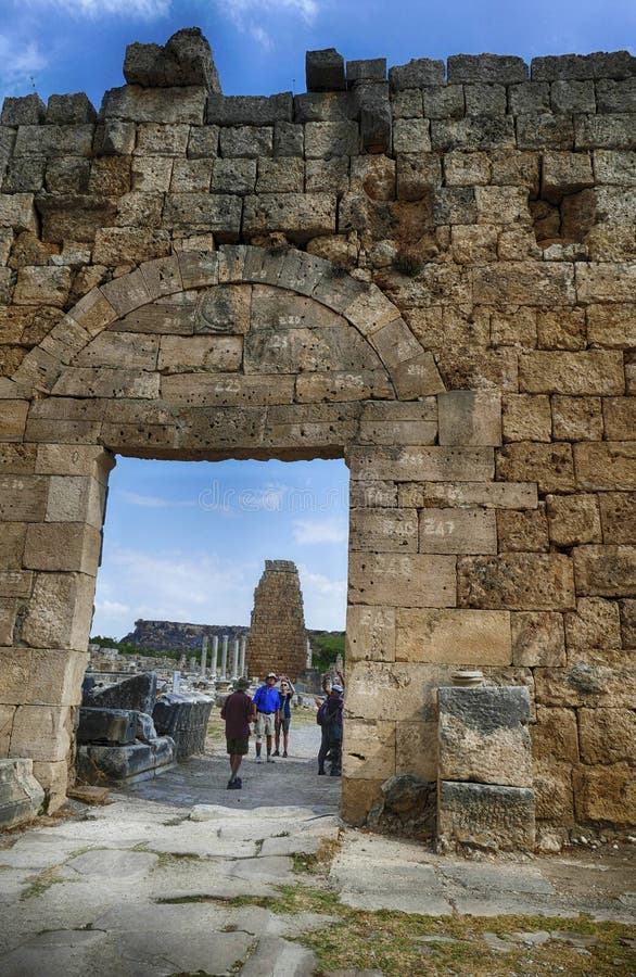 Tower of the Hellenistic Gate in the Ancient Greek City of Per Stock ...