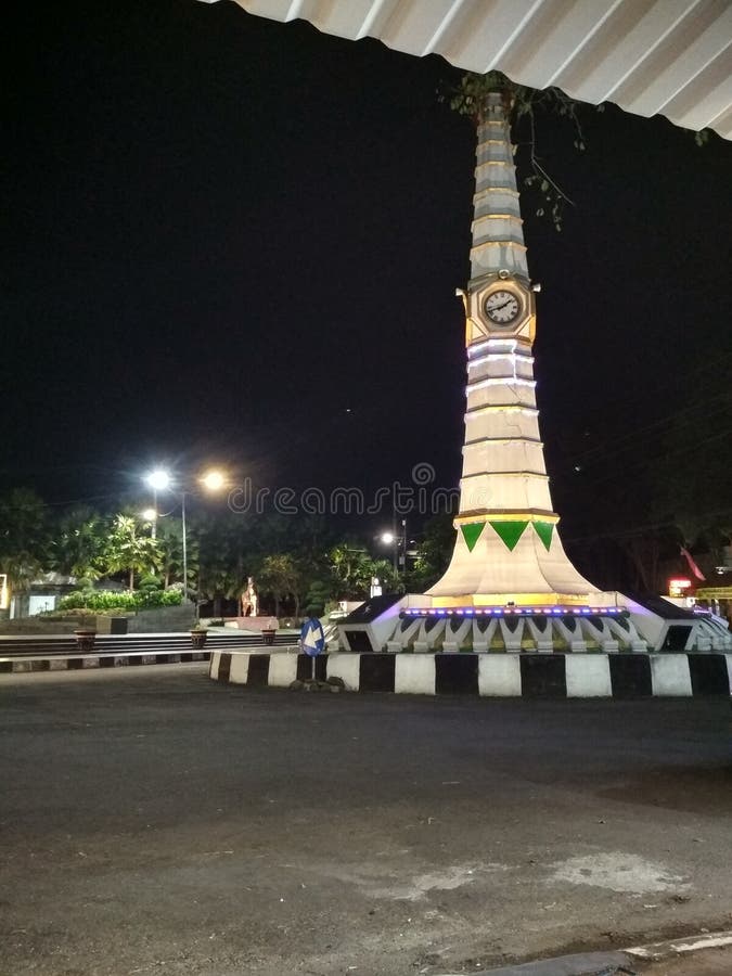 Tower Icon Night Road Tree Lamp Stock Image - Image of temple, landmark ...