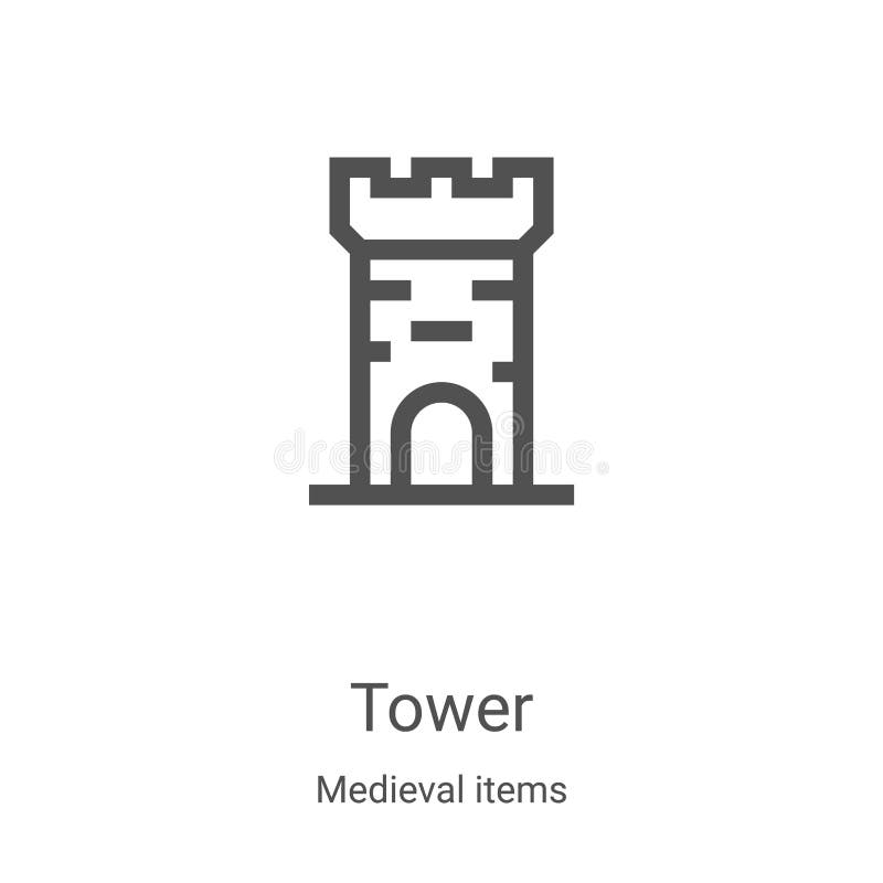 Tower Icon Vector from Medieval Items Collection. Thin Line Tower ...