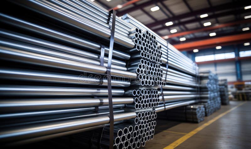 A Tower of Industrial Metal Pipes in a Spacious Warehouse Stock ...