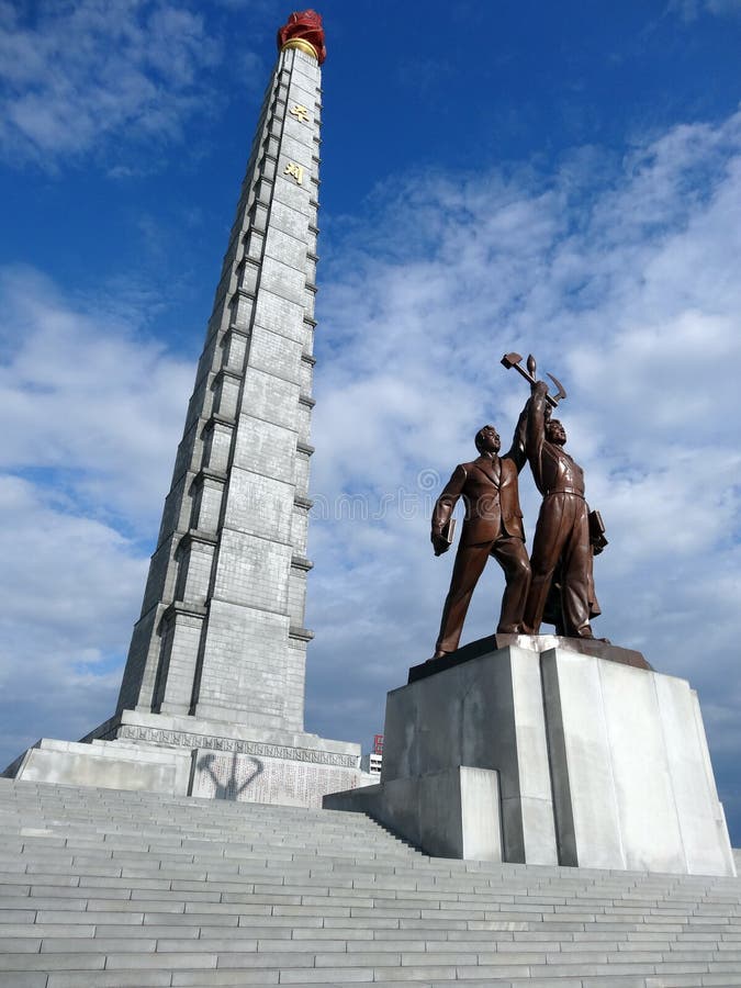 Juche Tower And Statue, Pyongyang, North Korea Editorial Stock Image ...