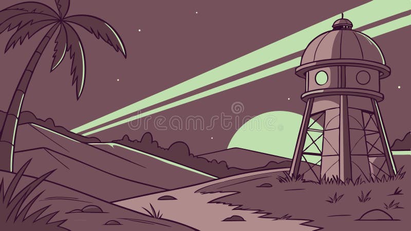 Tower or Lighthouse with Beaming Light Rays, Vector Design Generative ...