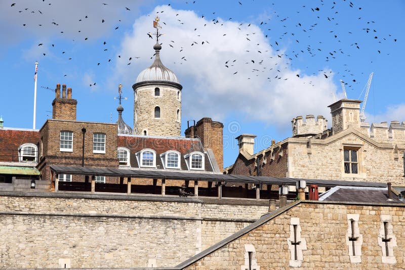 Tower of London stock image. Image of crows, building - 73415503