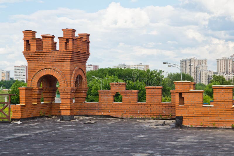 Tower Made of Bricks on a Roof Stock Image - Image of outdoor, lamp ...