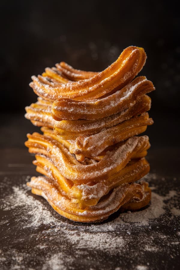 A Tower Made of Churros with a Black Backdrop. Churros are a Type of ...