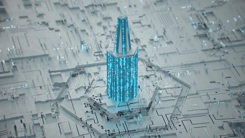 Tower Made of Glowing Digital HEX Code 3D Rendering Illustration Stock ...