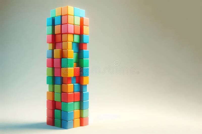 A Tower Made of Multi-colored Cubes. Space for Text. Stock Image ...