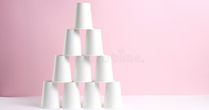 Tower Made of White Paper Cups Stock Image - Image of motion, crisis ...