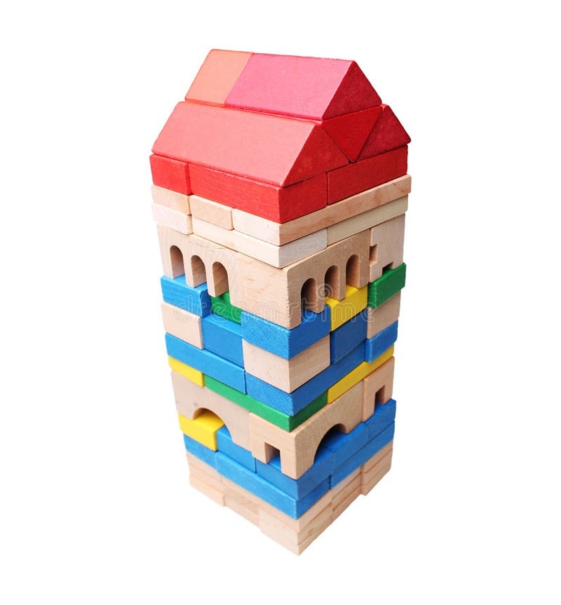 Tower Made from Plastic Colorful Toy Blocks Stock Image - Image of ...