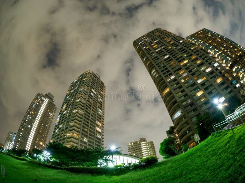 Tower Mansion, Japan Tokyo stock photo. Image of night - 123274328