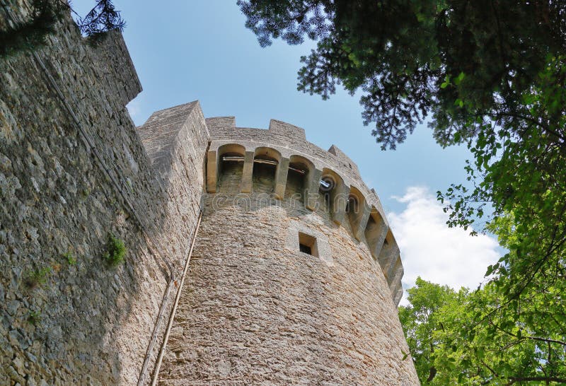 Tower of a medieval castle stock photo. Image of blue - 132926382