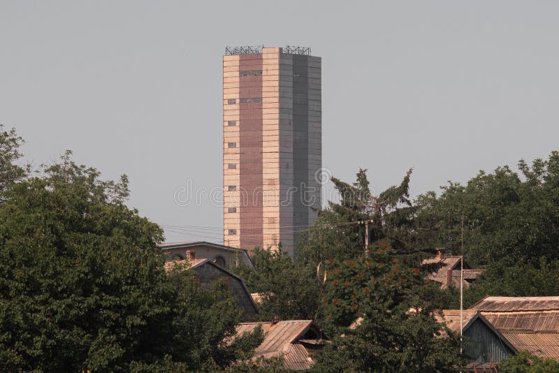Tower Mine of the Old Soviet Mine at Night. Editorial Image - Image of ...
