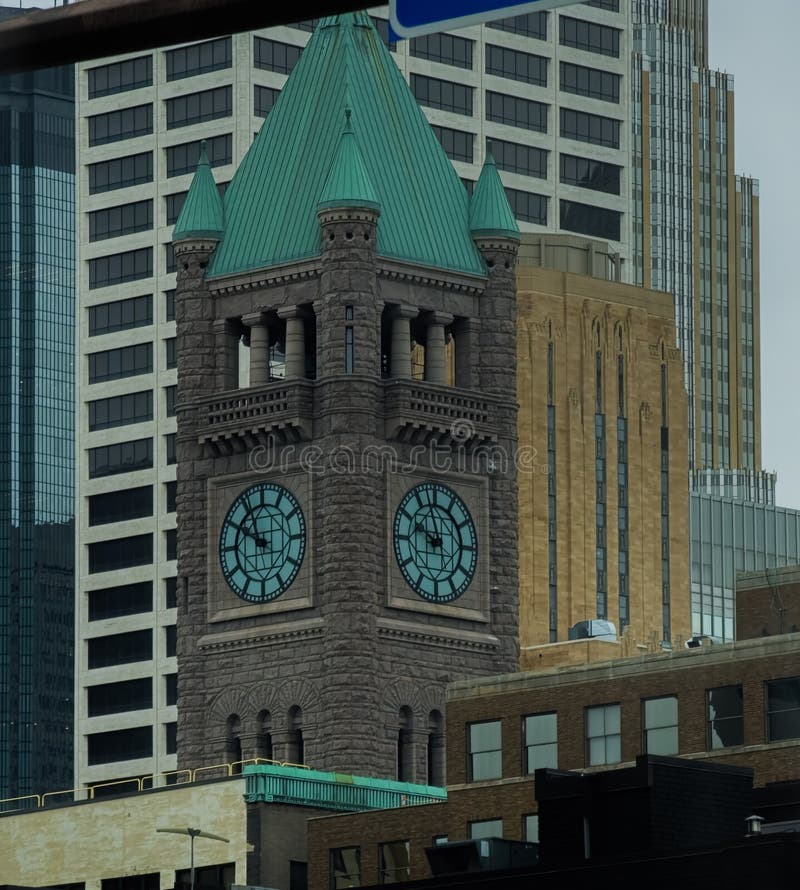 Tower in Minneapolis Surrounded by Skyscrapers in a Bustling City ...