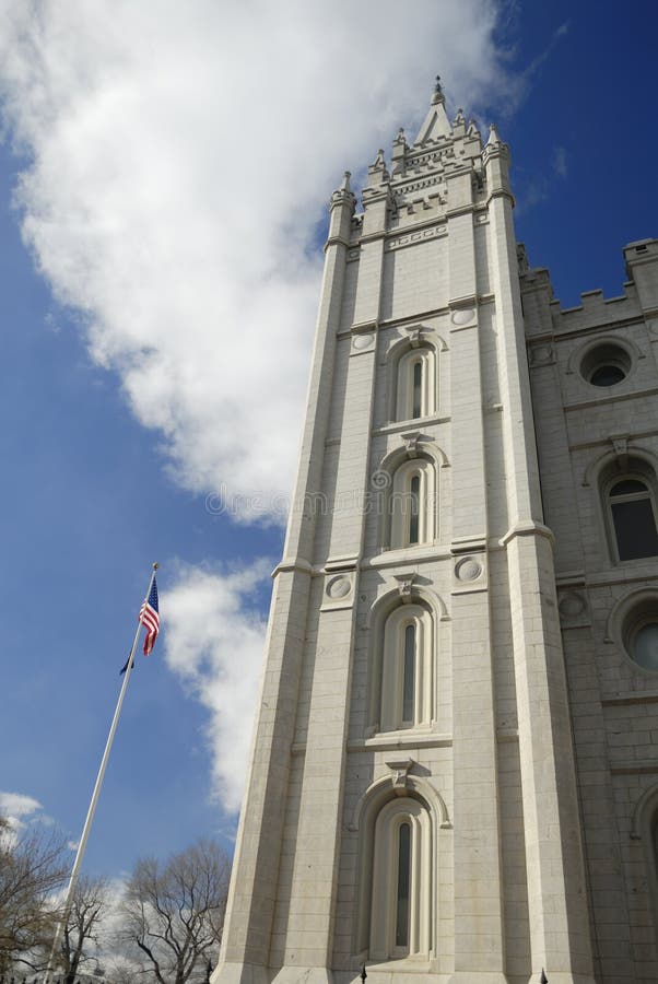 A Tower of Mormon Temple in Salt Lake City Stock Image - Image of site ...