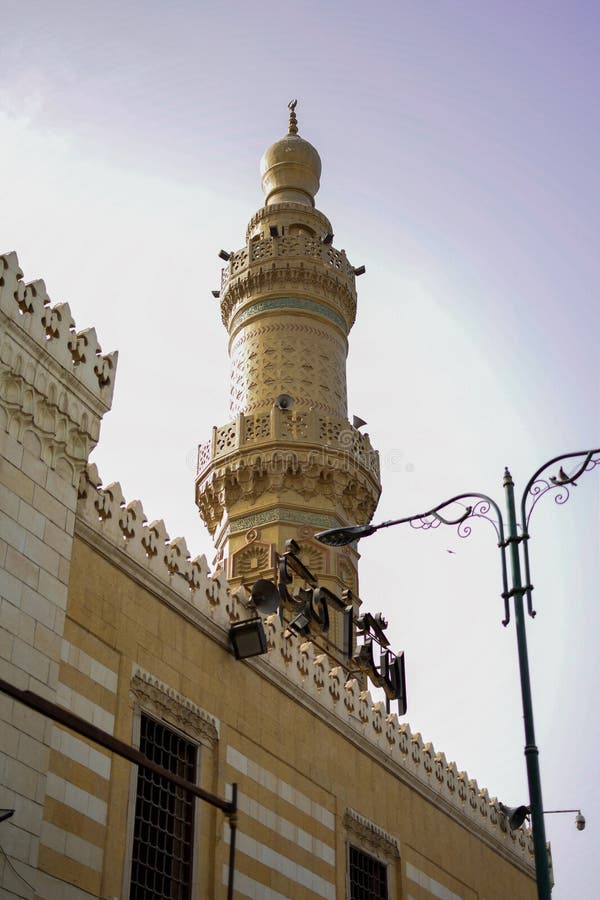 The Tower of the Mosque in Cairo, Egypt, from Outside Stock Image ...