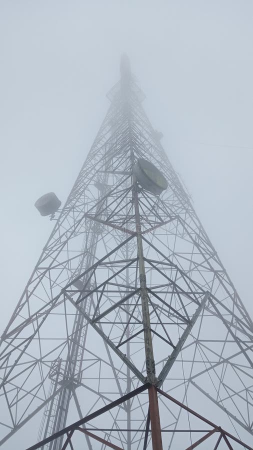 Tower at the Mountain Covered by Thick Fog Stock Image - Image of ...